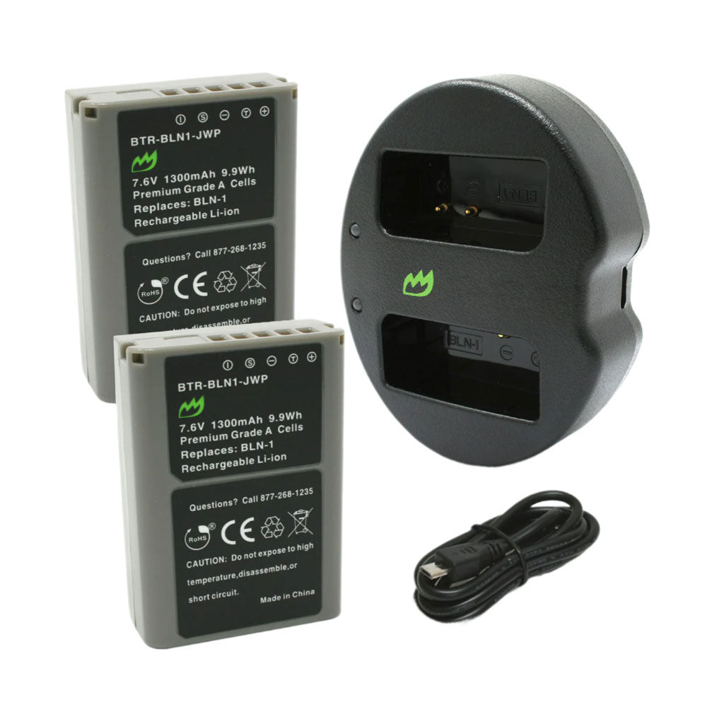 (2-Pack) Olympus BLN-1 Battery 1300mAh & Dual Charger – NextBatteries.com