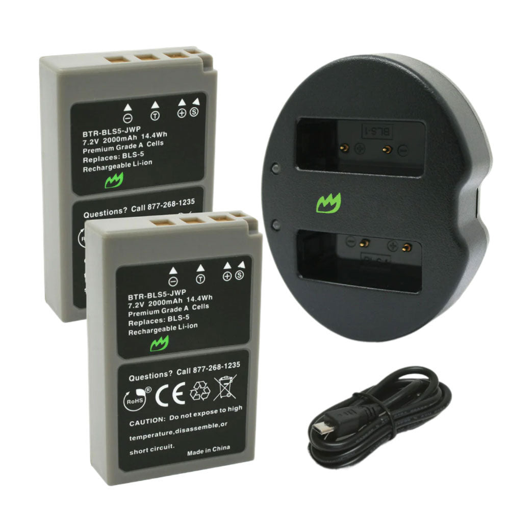 (2-Pack) Olympus BLS-50 Battery 2000mAh & Dual Charger – NextBatteries.com