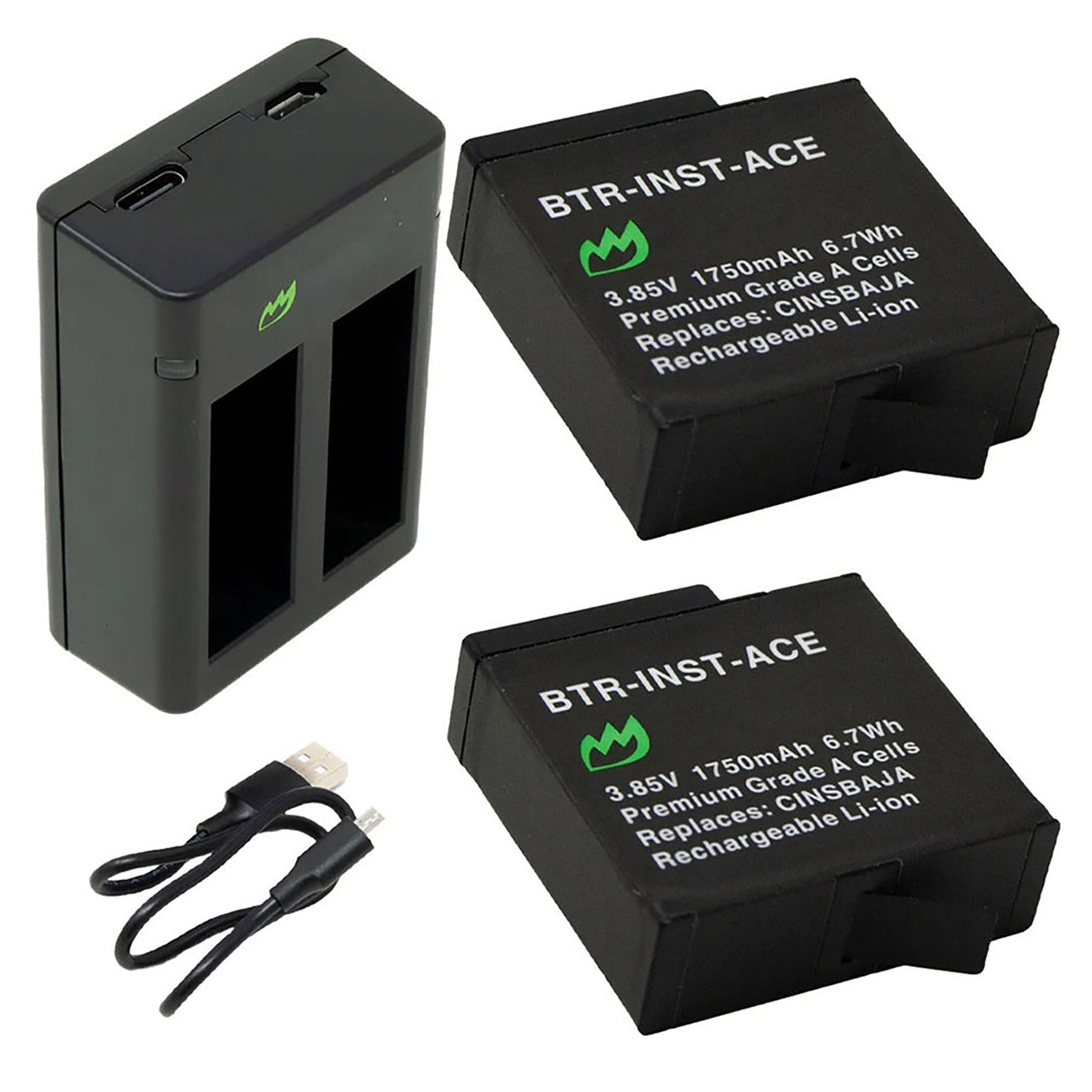 (2-Pack) Insta360 Ace Pro 2 Battery 1750mAh & Dual Charger ...