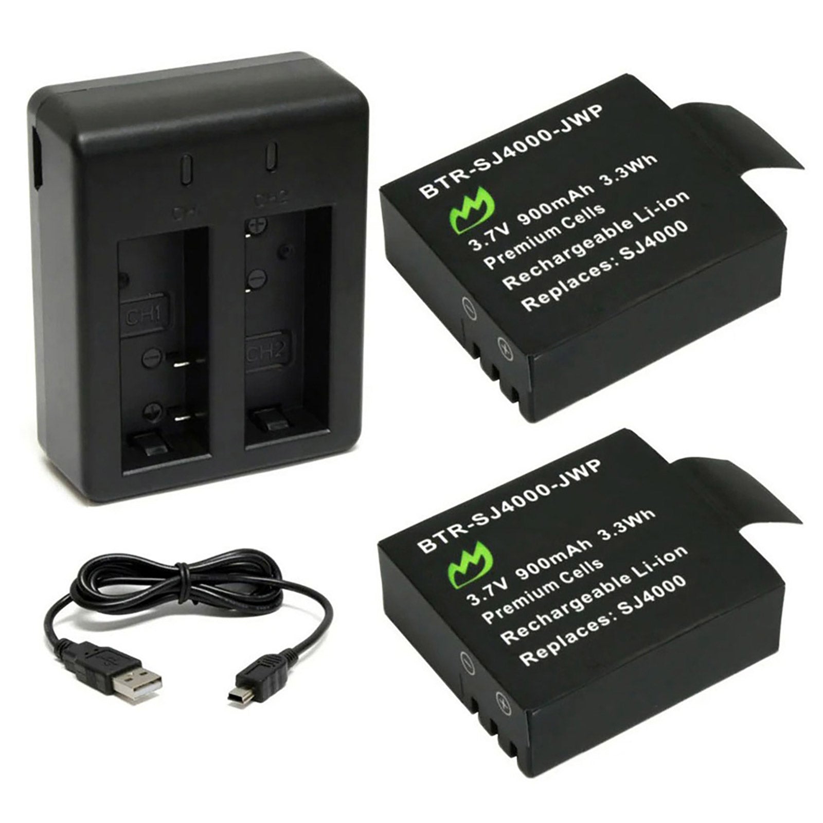 (2-Pack) SJCAM LELEC Battery 900mAh & Dual Charger – NextBatteries.com