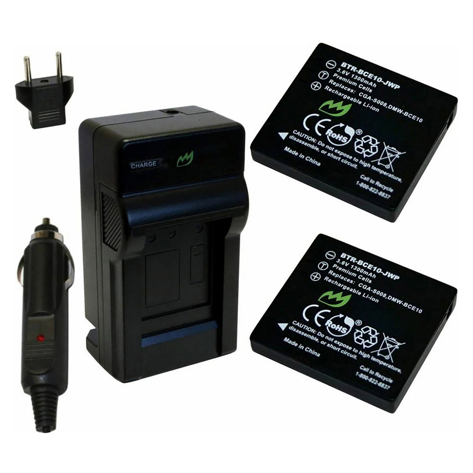 (2-Pack) Panasonic Lumix DMC-FX36 Battery 1300mAh & Charger ...