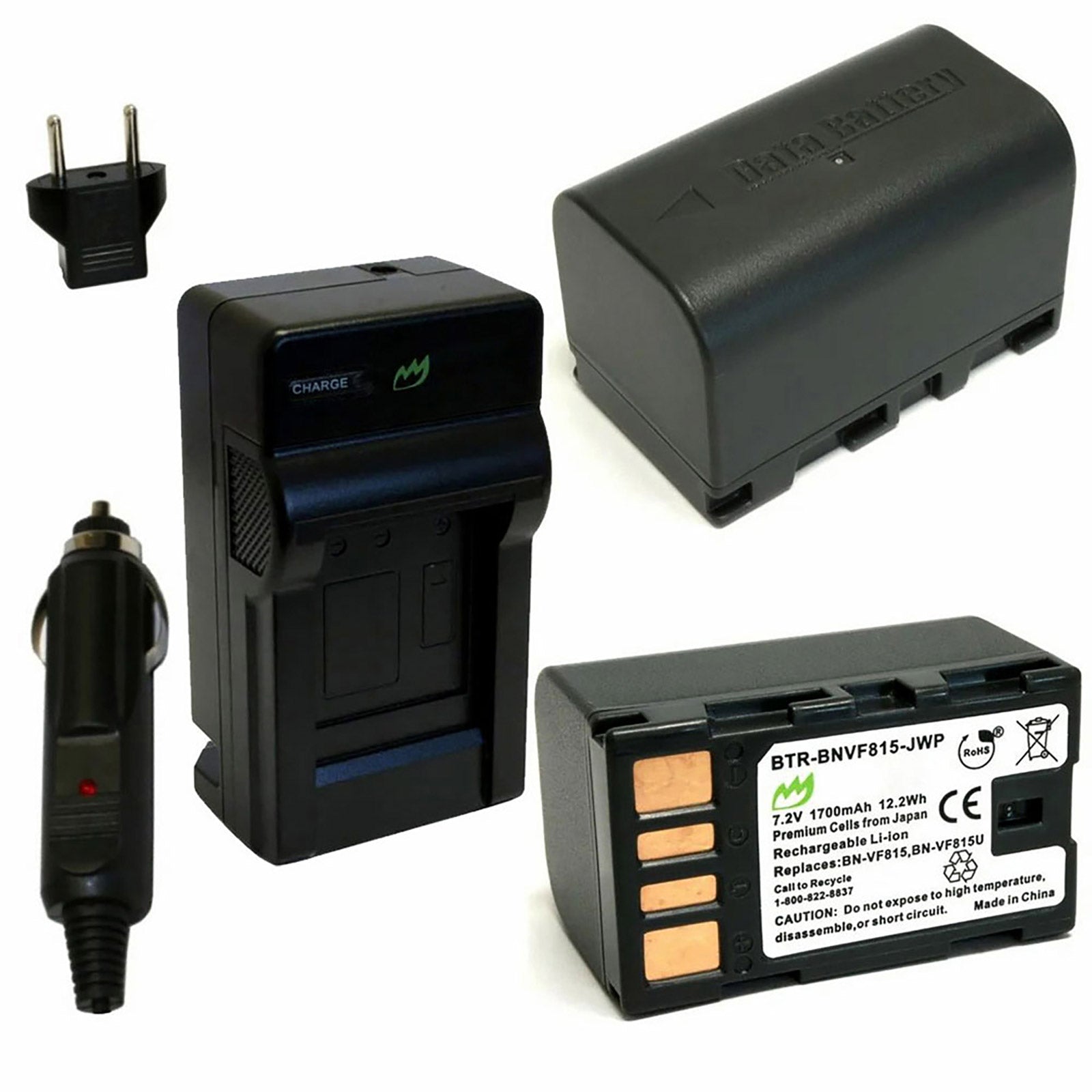 (2-Pack) JVC GC-PX100 Replacement Battery 1700mAh & Charger ...