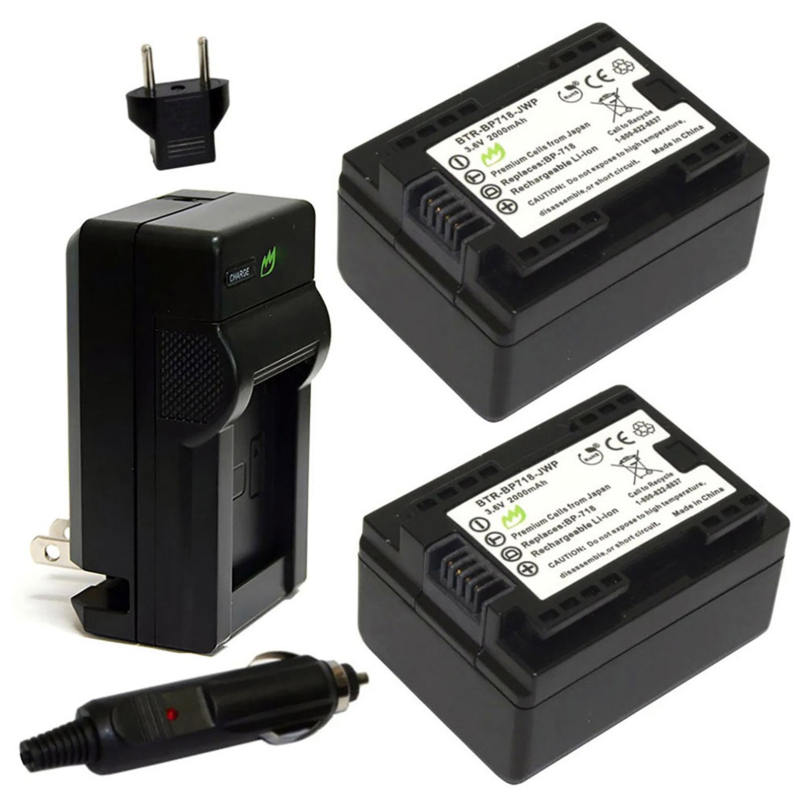 (2-Pack) Canon HF M500 Replacement Battery 2000mAh & Charger ...