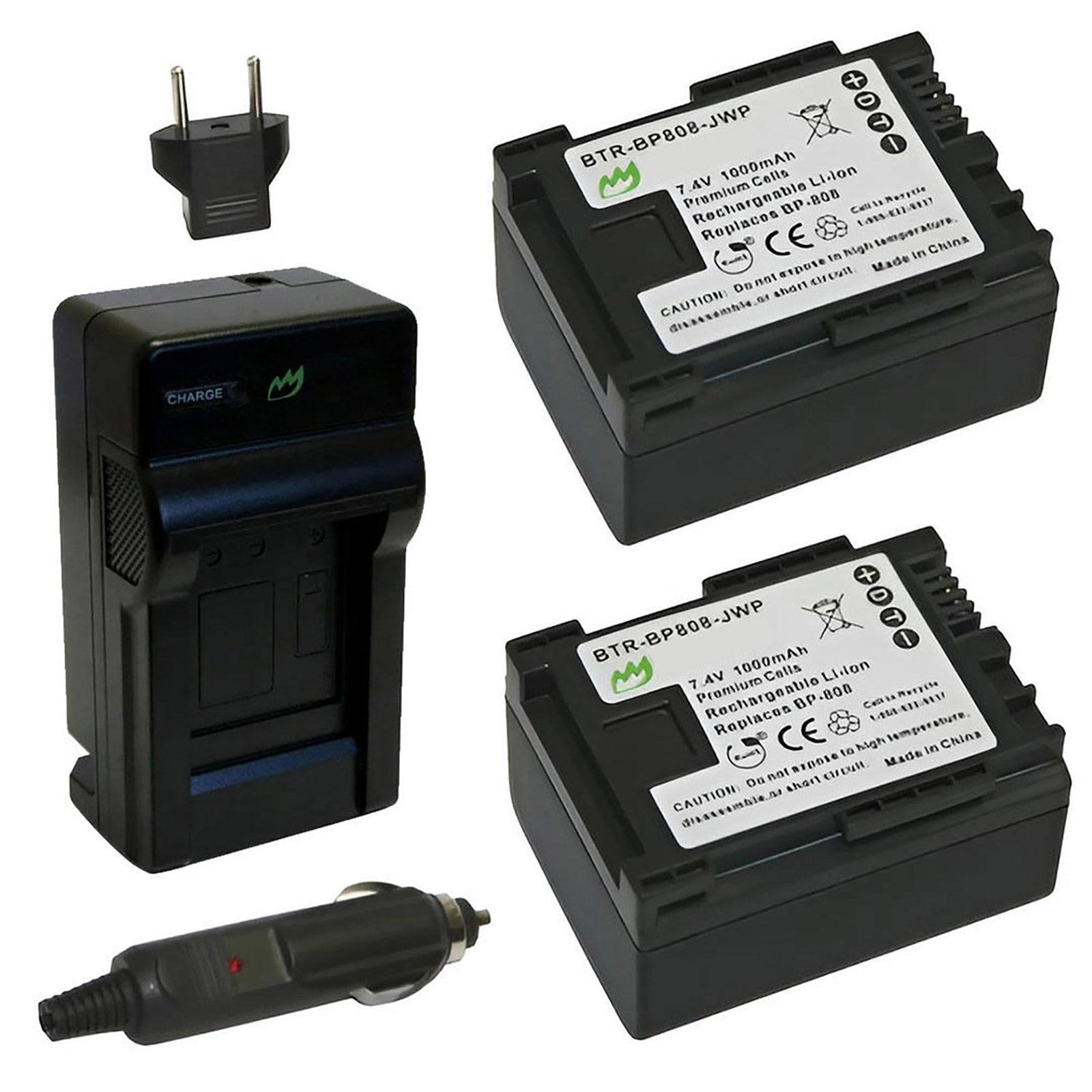 (2-Pack) Canon FS21 Replacement Battery 1000mAh & Charger ...