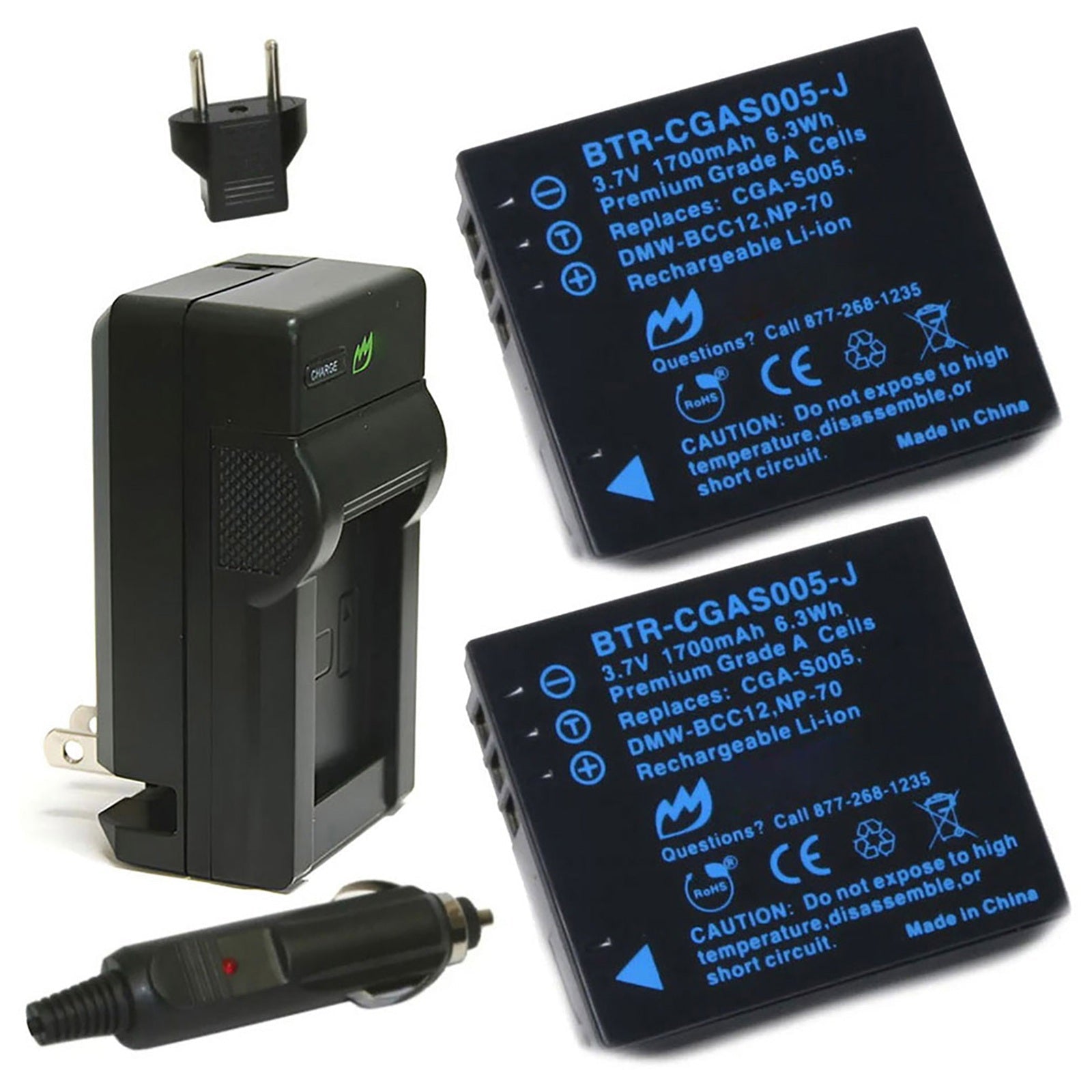 (2-Pack) Ricoh G600 Replacement Battery 1700mAh & Charger ...