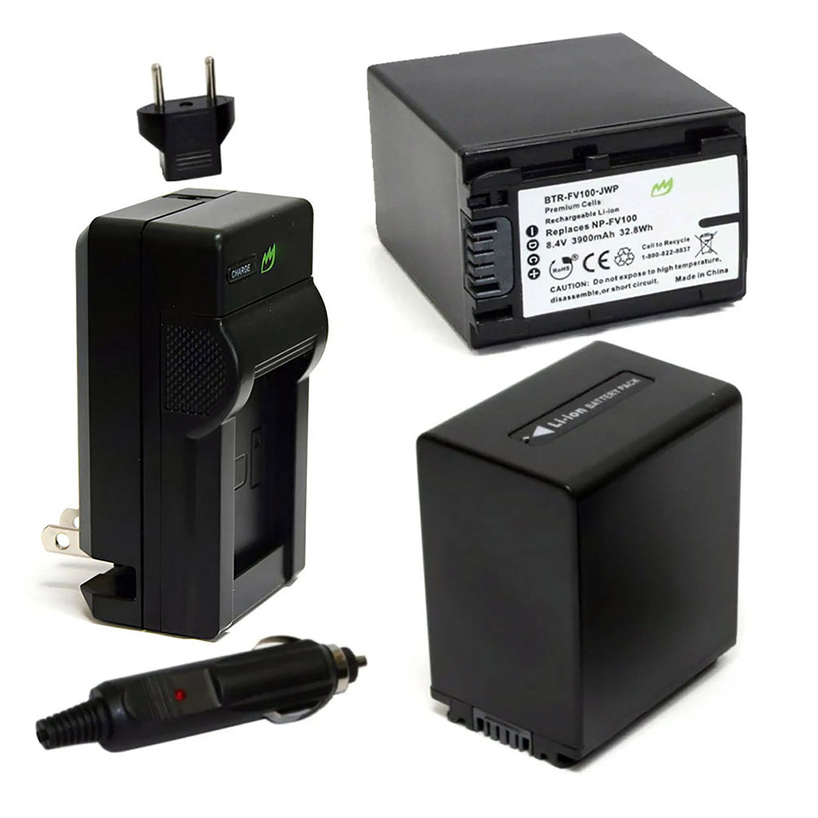 (2-Pack) Sony DCR-SR21 Replacement Battery 3900mAh & Charger ...