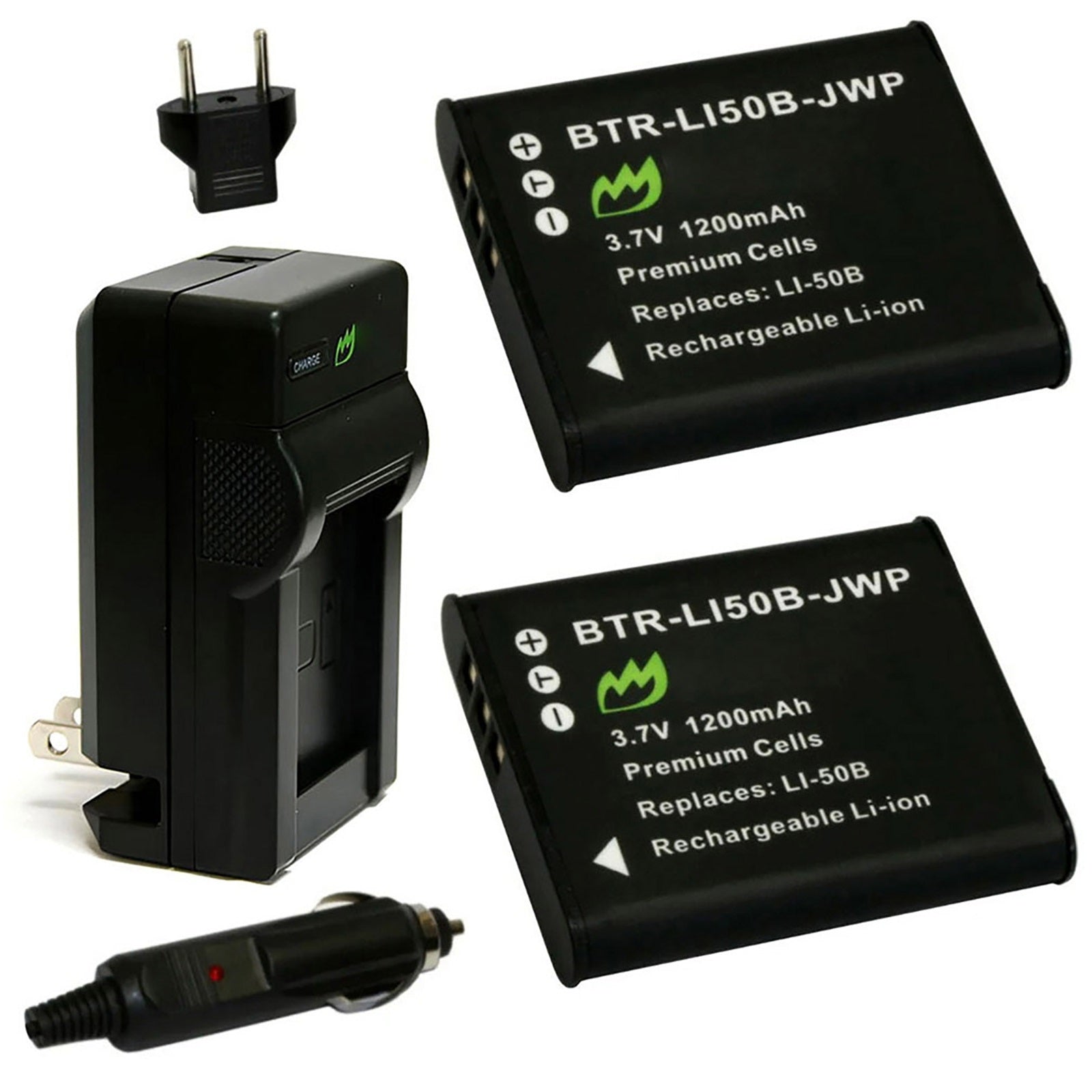 (2-Pack) Pentax WG-80 Replacement Battery 1200mAh & Charger ...
