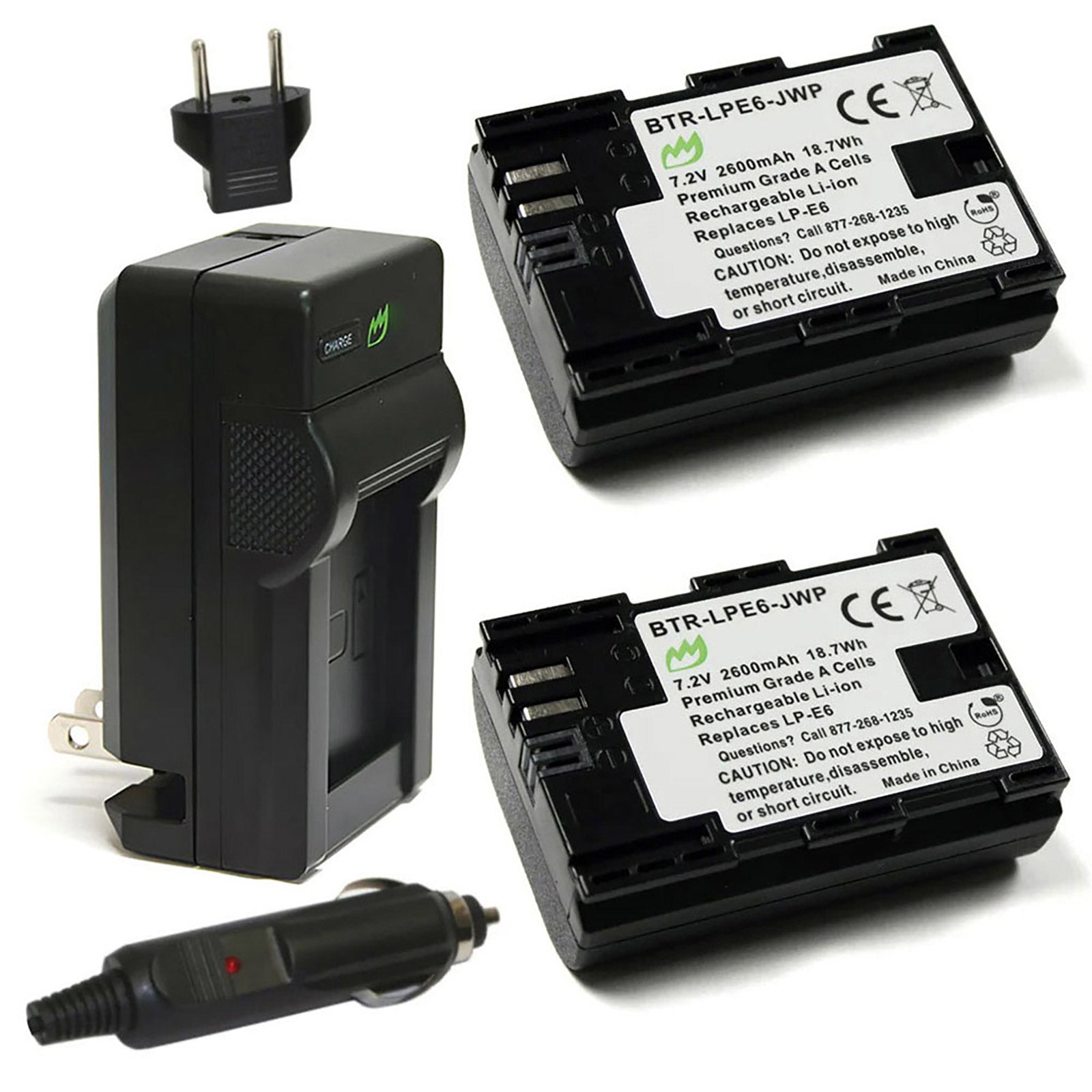 (2-Pack) Canon EOS R5 Replacement Battery 2600mAh & Charger ...