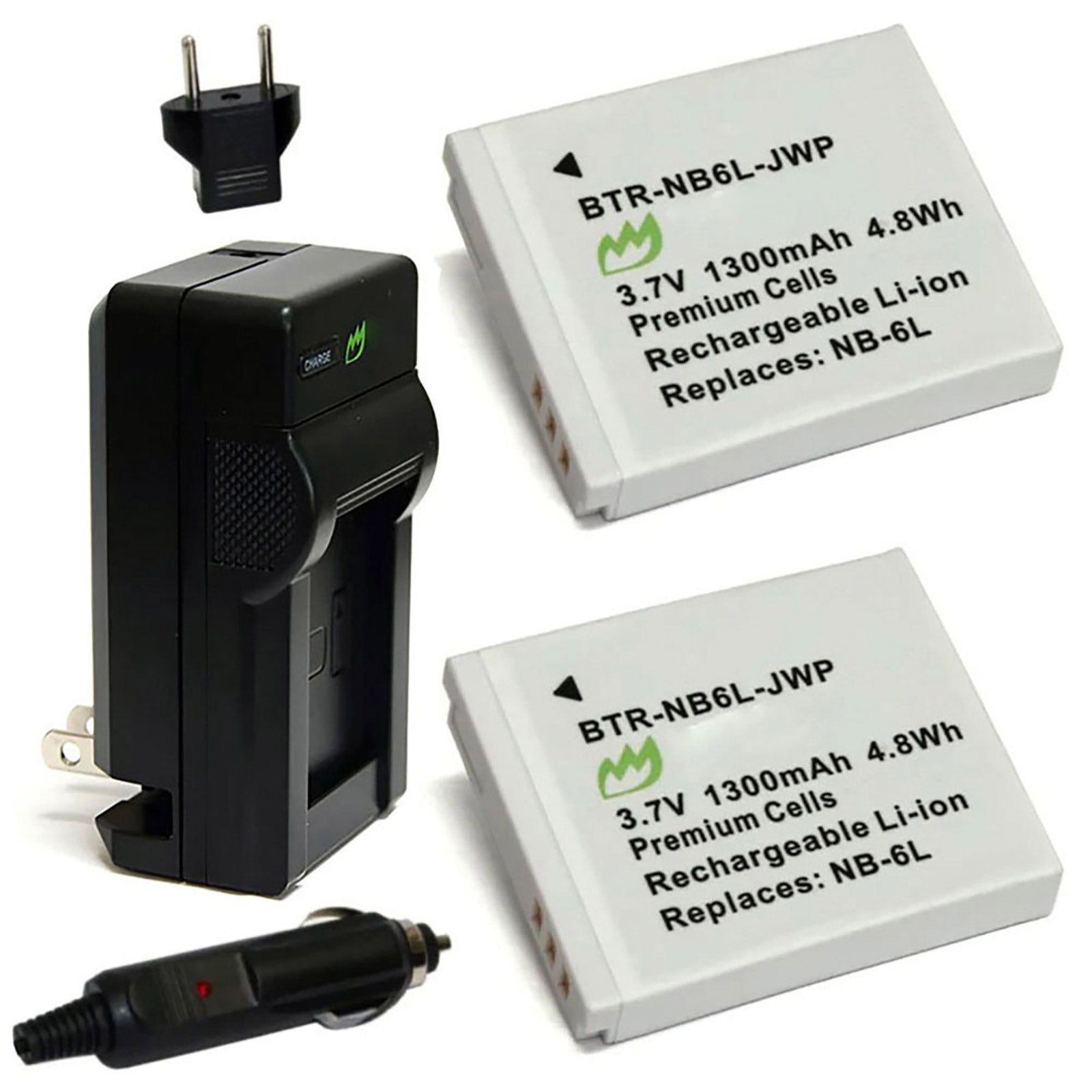 (2-Pack) CAS CAMKORY Replacement Battery 1300mAh & Charger ...