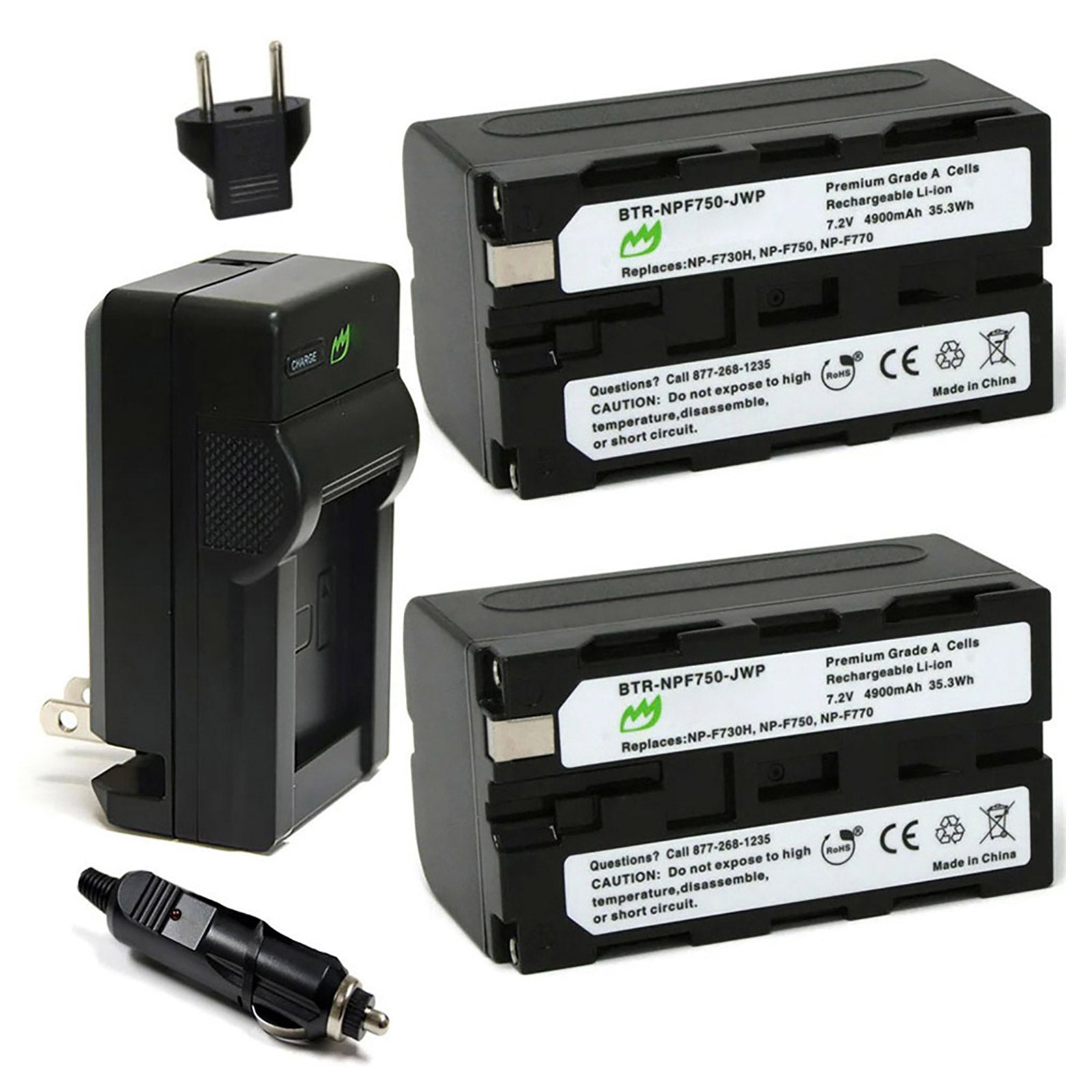 (2-Pack) Sony Shogun 7 Replacement Battery 4900mAh & Charger ...