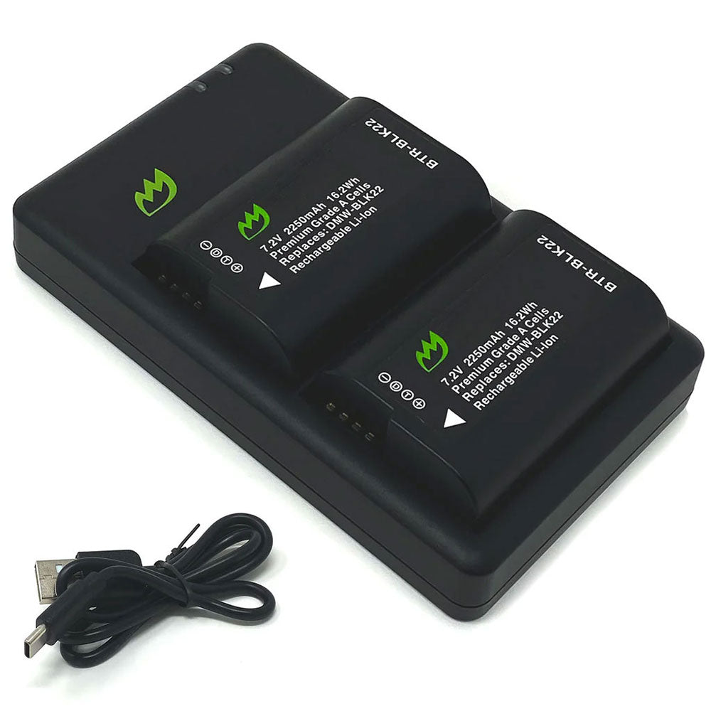 (2-Pack) Lumix DC-GH6 Battery 2250mAh & USB-C Dual Charger ...