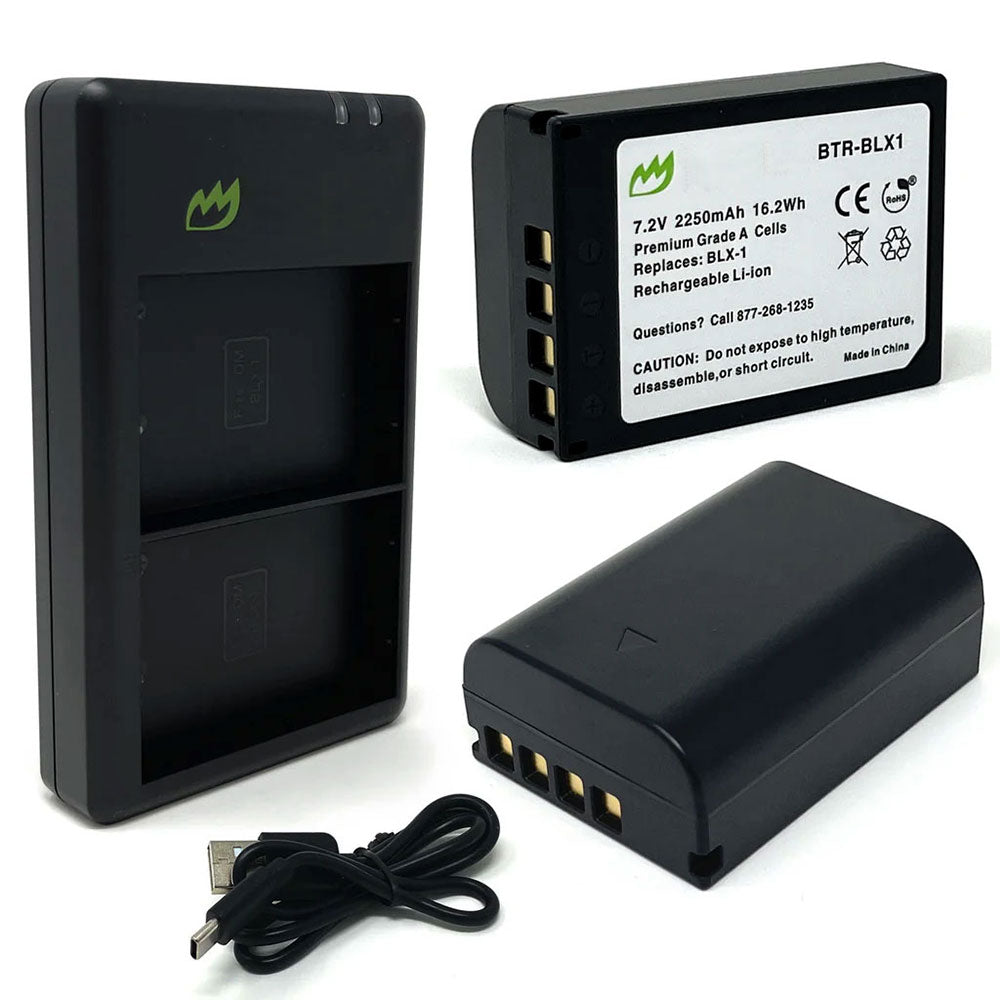 (2-Pack) OM SYSTEM OM-1 MARK II Battery 2250mAh & USB-C Dual Charger ...