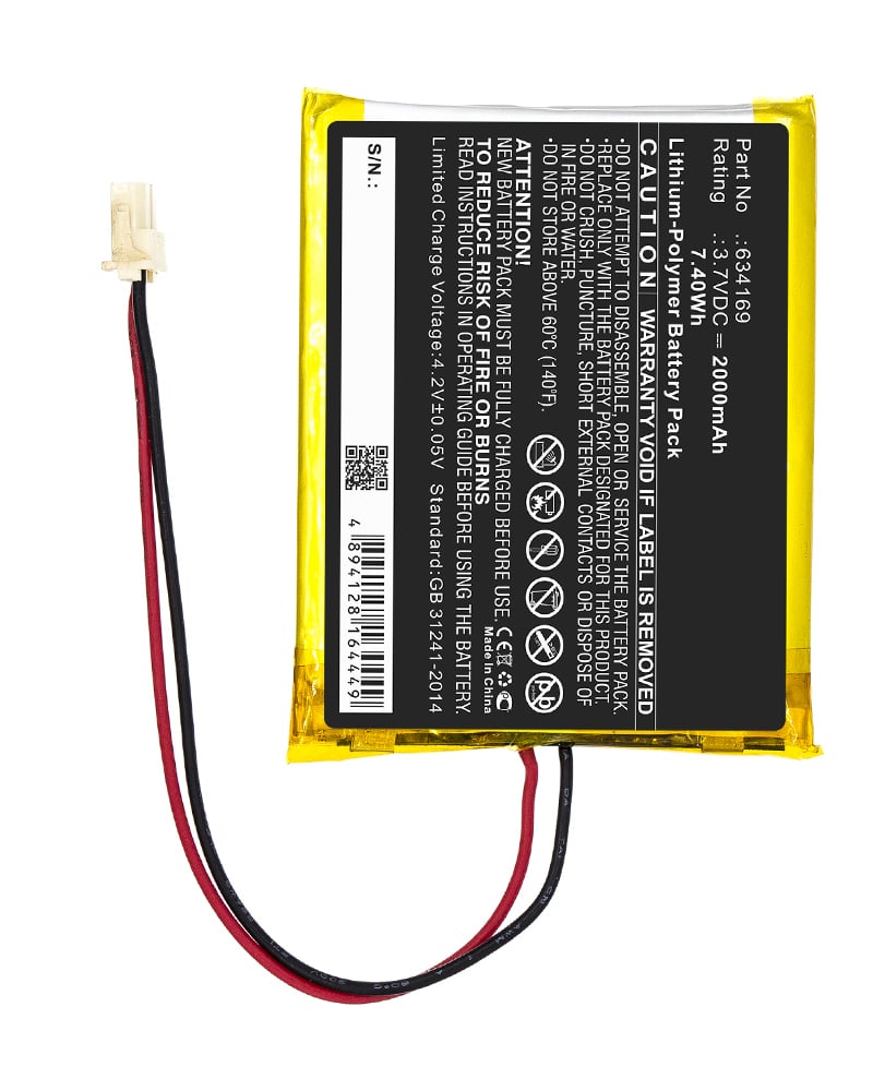 Uniden 634169, Guardian G955, Guardian UDR Replacement Battery 2000mAh ...