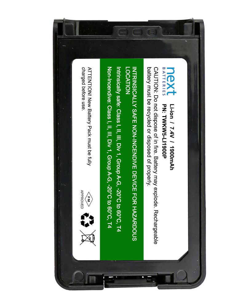 Kenwood NX-320 Intrinsically Safe Replacement Battery 1900mAh Li-ion ...
